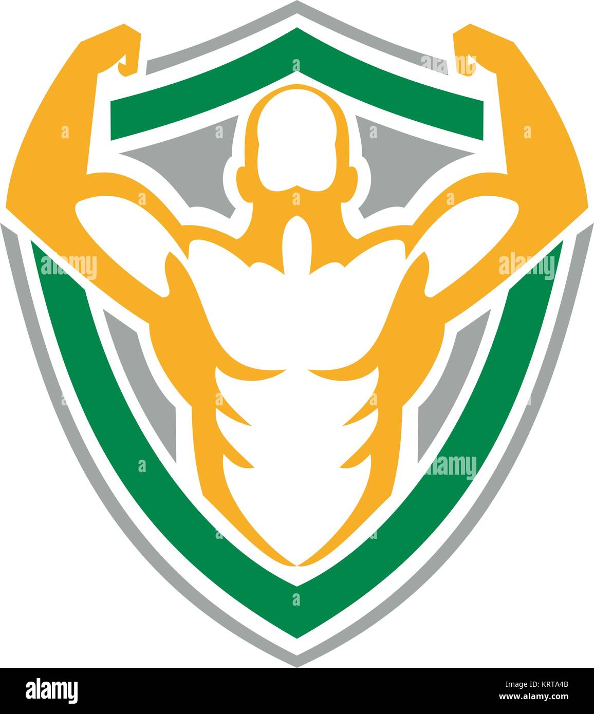 Icon style illustration of a Strongman Flexing some Muscles viewed from ...