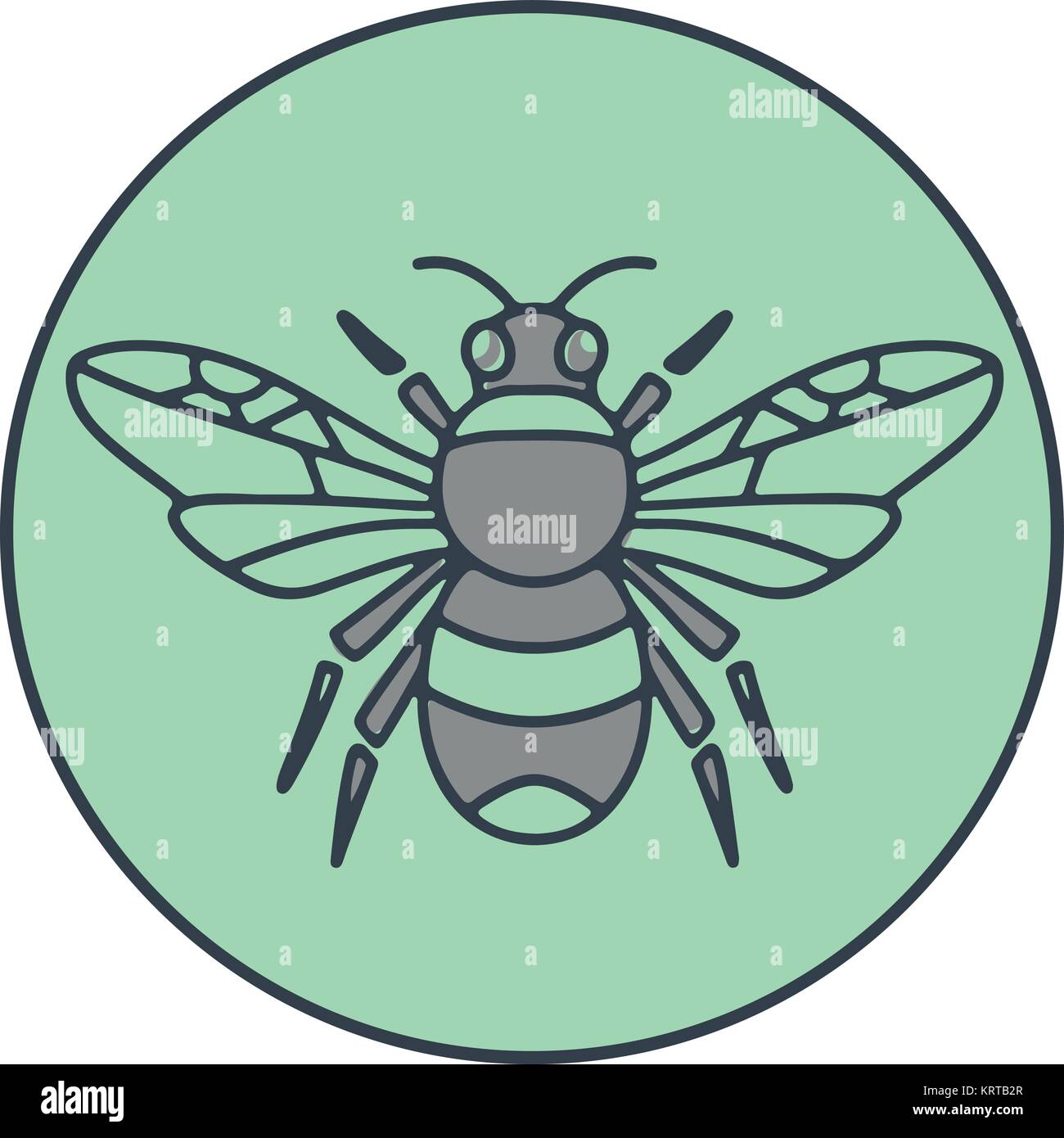 Mono line illustration of a bumble bee set inside circle on isolated ...