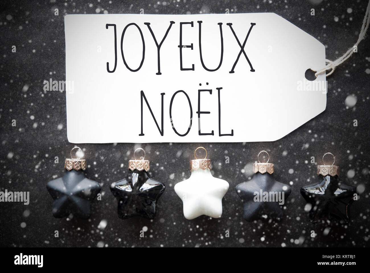 Label With French Text Joyeux Noel Means Merry Christmas. Black And ...