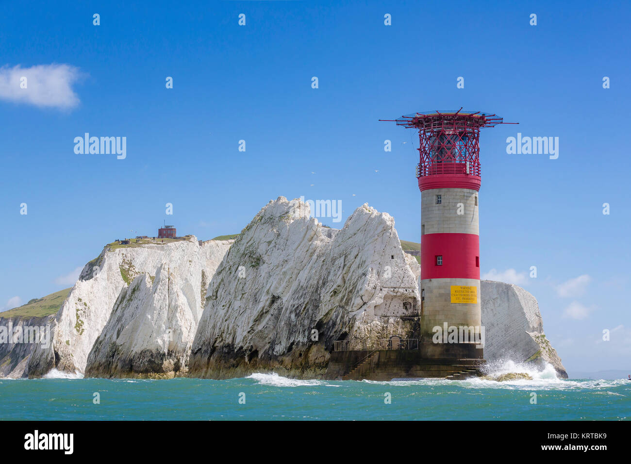 The Needles rocks and lighthouse during the Round the Island Race. Isle ...