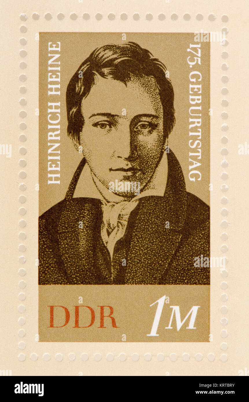 East German (DDR) postage stamp (1972): Heinrich Heine (1797 – 1856 ...