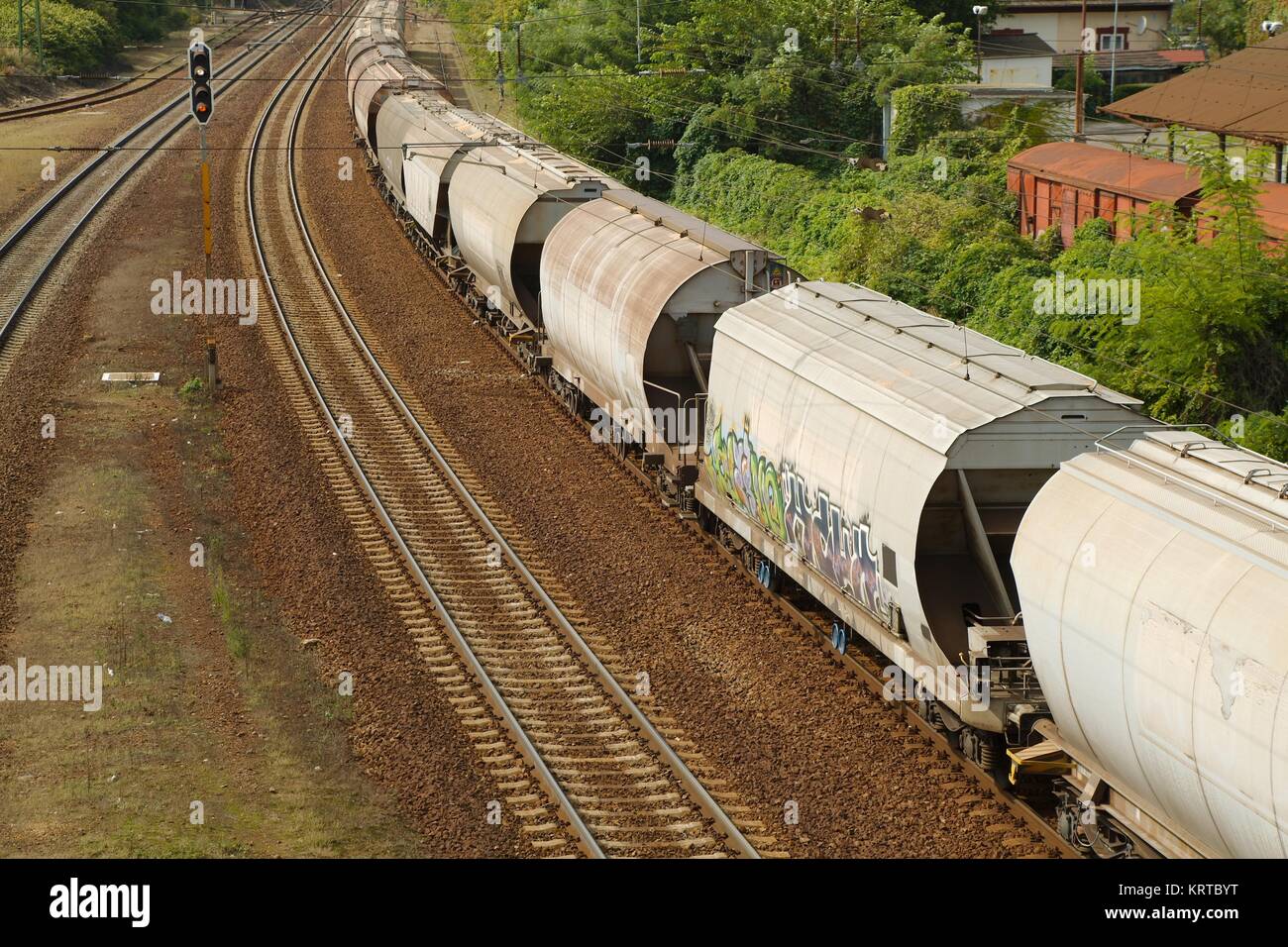 Long line of goods wagons hi-res stock photography and images - Alamy