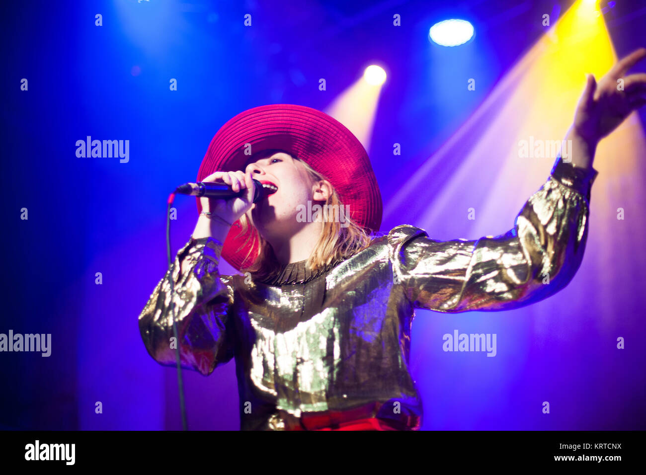 The Canadian electronic music band Austra performs a live concert at ...