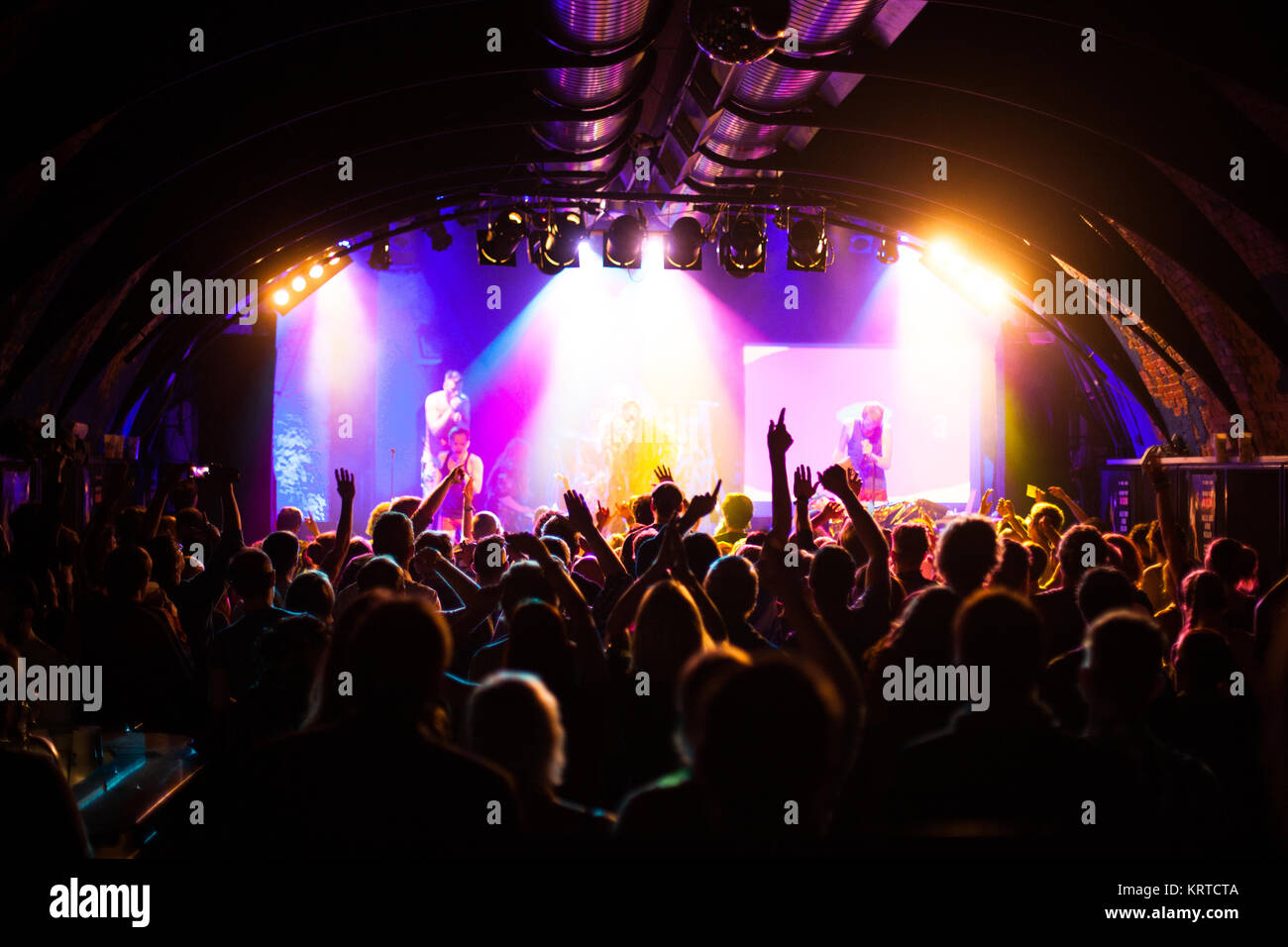 The Icelandic electro-pop band FM Belfast performs a live concert at ...