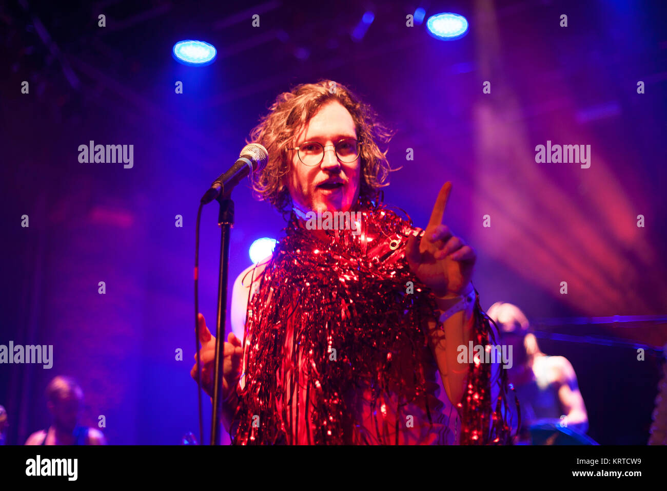 The Icelandic electro-pop band FM Belfast performs a live concert at ...