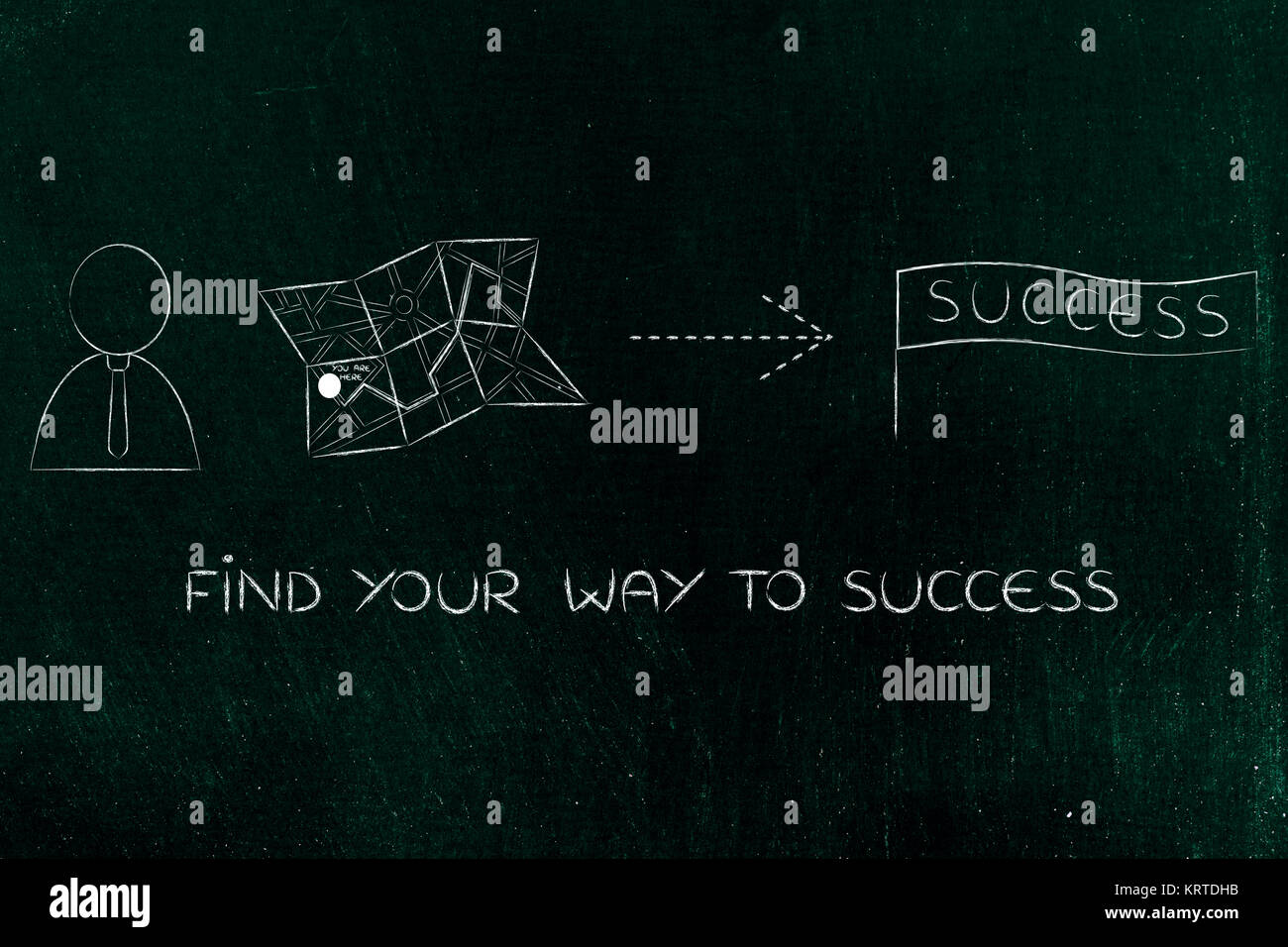 business man next to map with directions to success Stock Photo - Alamy