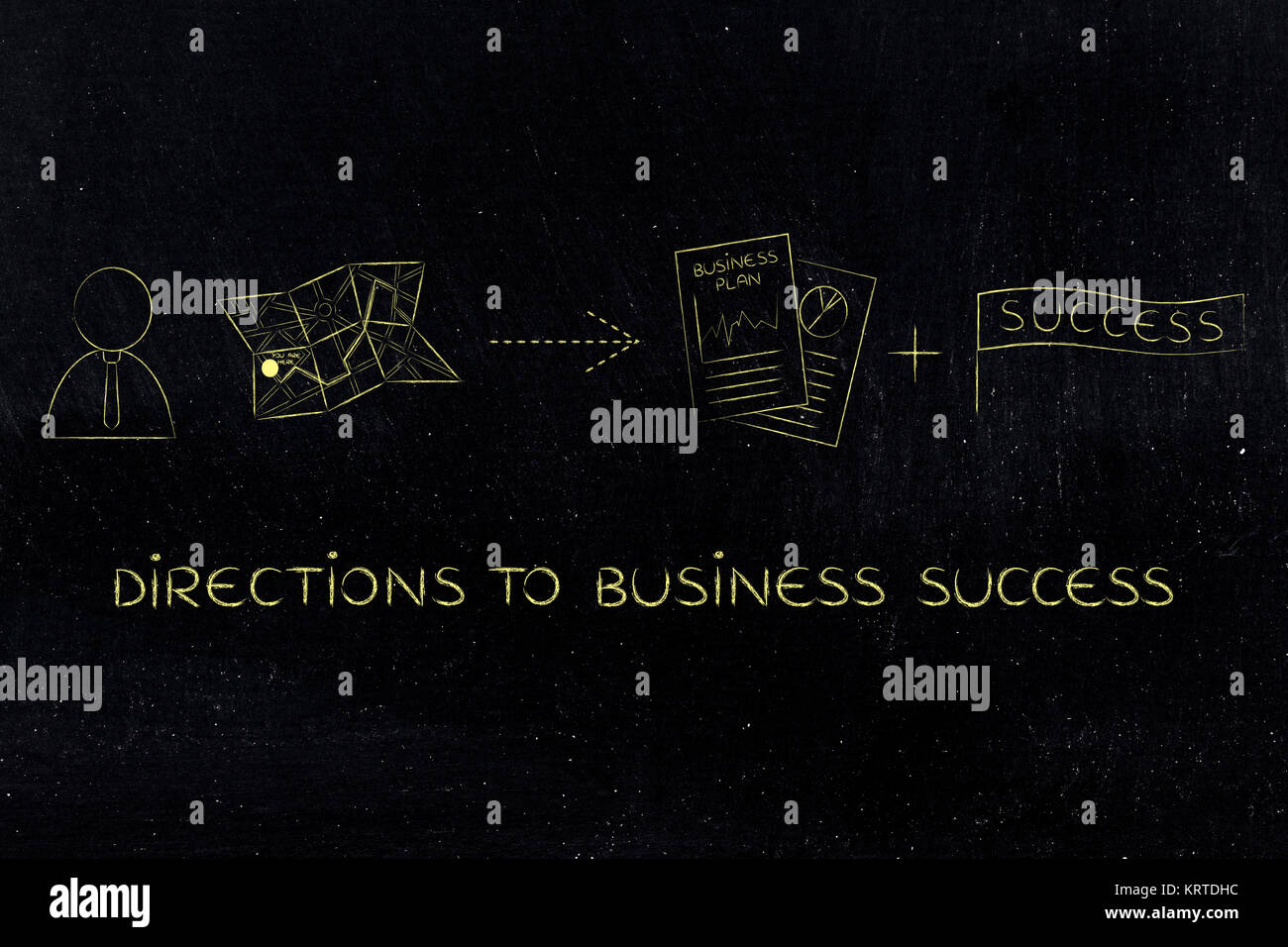 man next to map with directions to business plan success Stock Photo ...