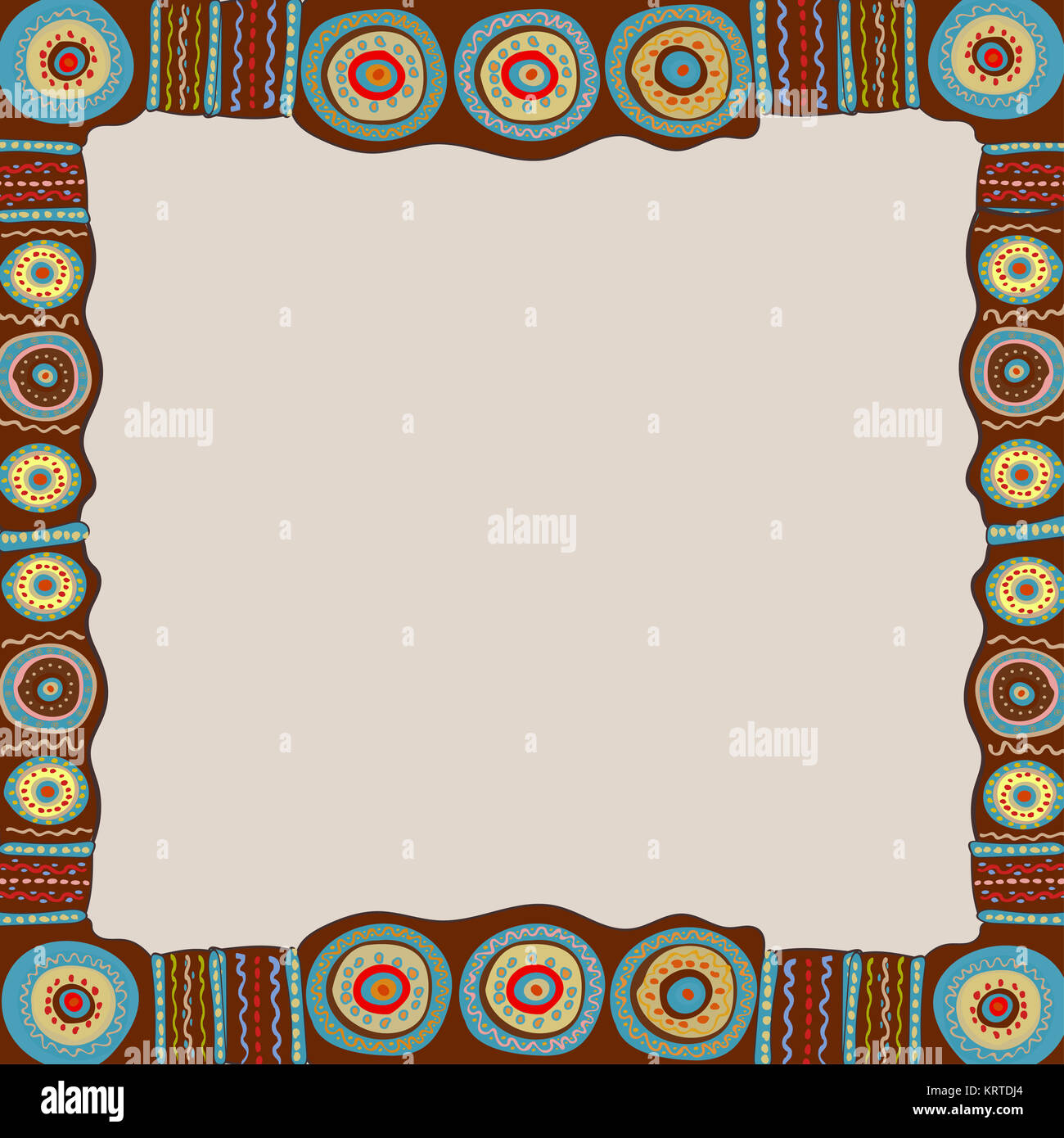 Ethnic hand painted square frame Stock Photo - Alamy