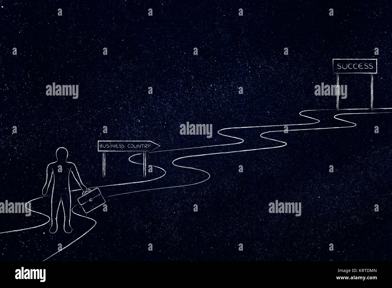 man walking on the path from Business Country to Success Stock Photo ...