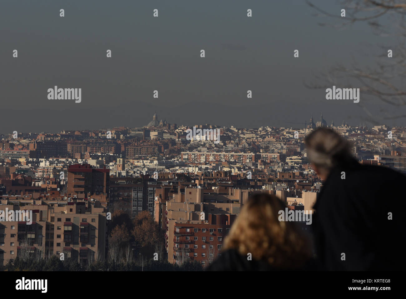 Madird, Spain. 20th Dec, 2017. A general view through smog of Madrid ...