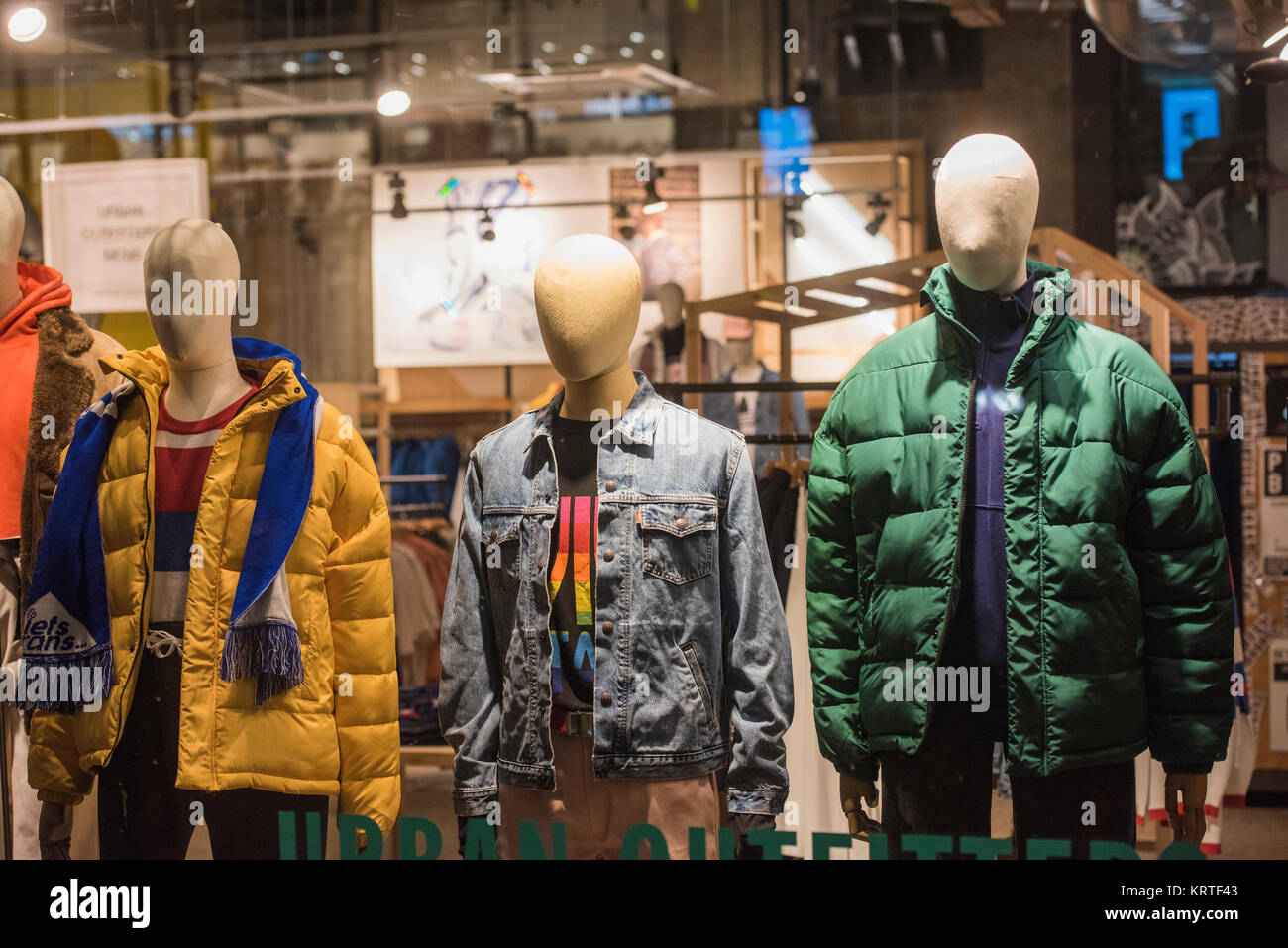 London, UK - February 19, 2017: Men clothing in a showcase of a store ...