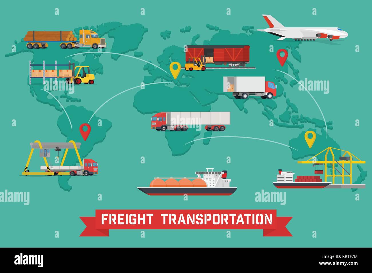 Vector infographic of worldwide shipping, heavy transport, delivery ...