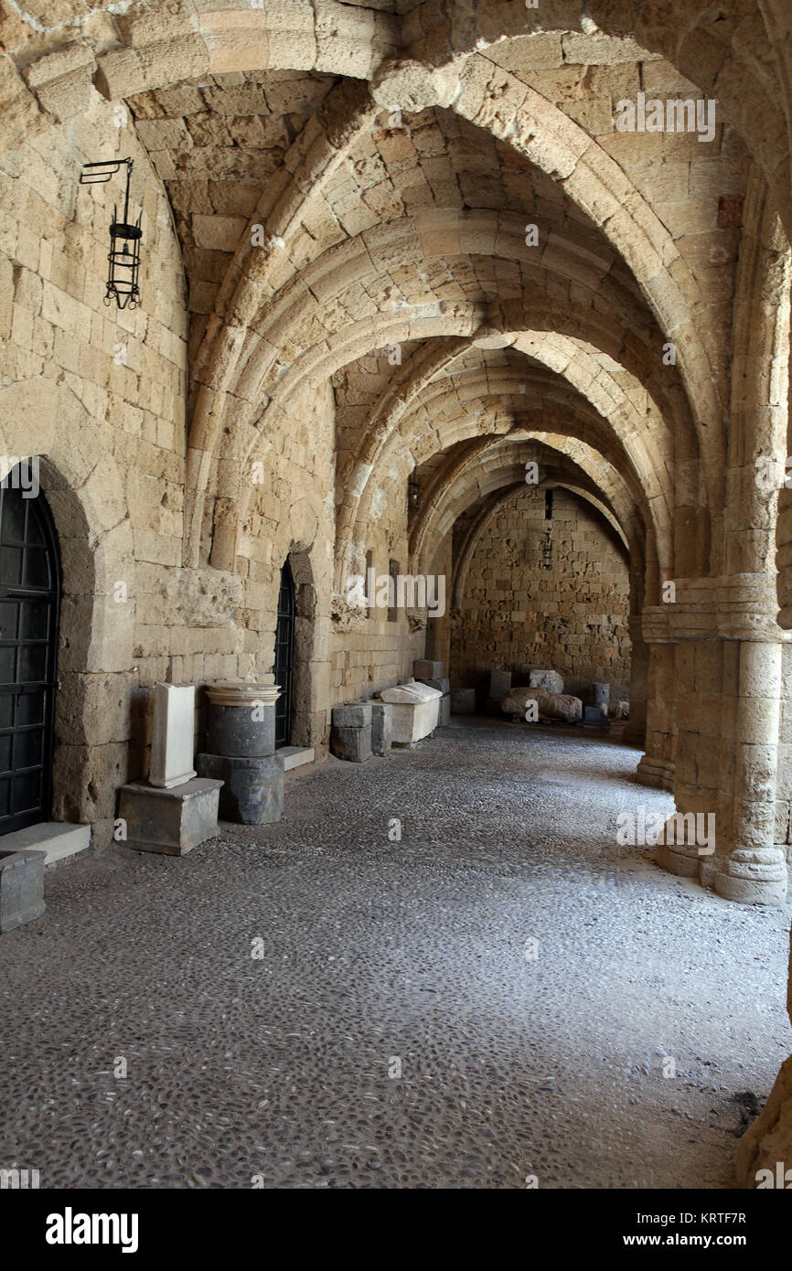 Rhodes - the medieval building of the Hospital of the Knights.At ...