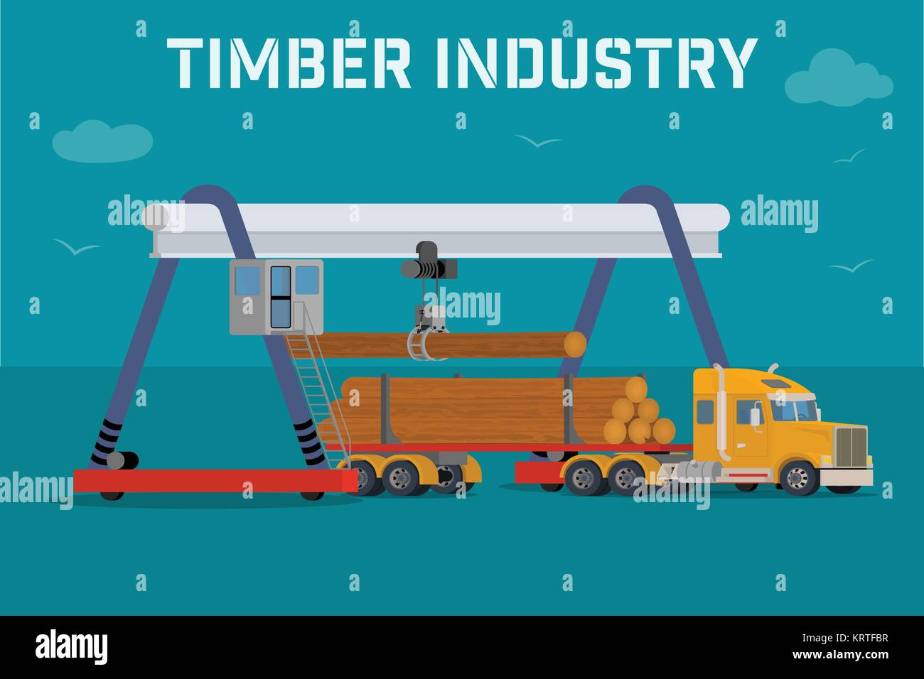 Log hauling machine Stock Vector Images - Alamy