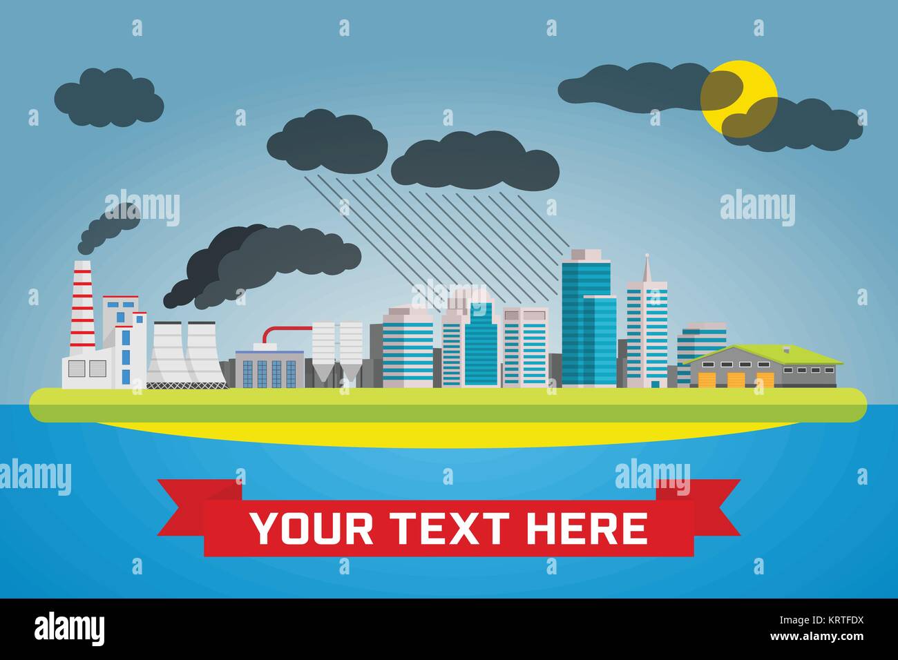 Urban pollution landscape. Ecology, environmental protection production ...