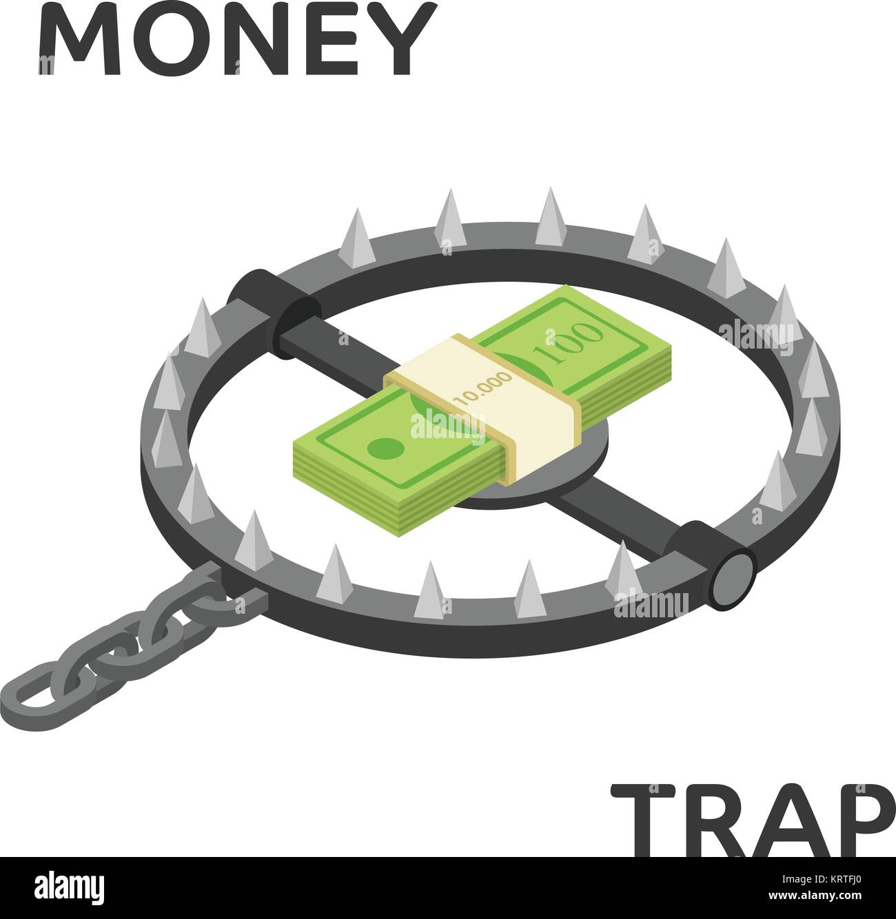 Money trap. Vector flat illustration. Flat 3d isometric style money ...