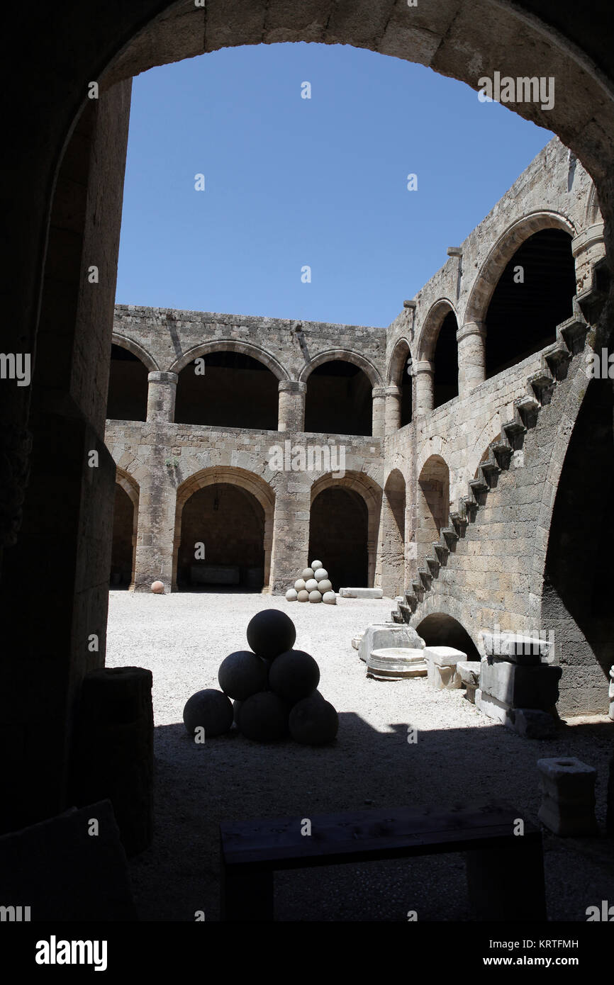 Rhodes - the medieval building of the Hospital of the Knights.At ...