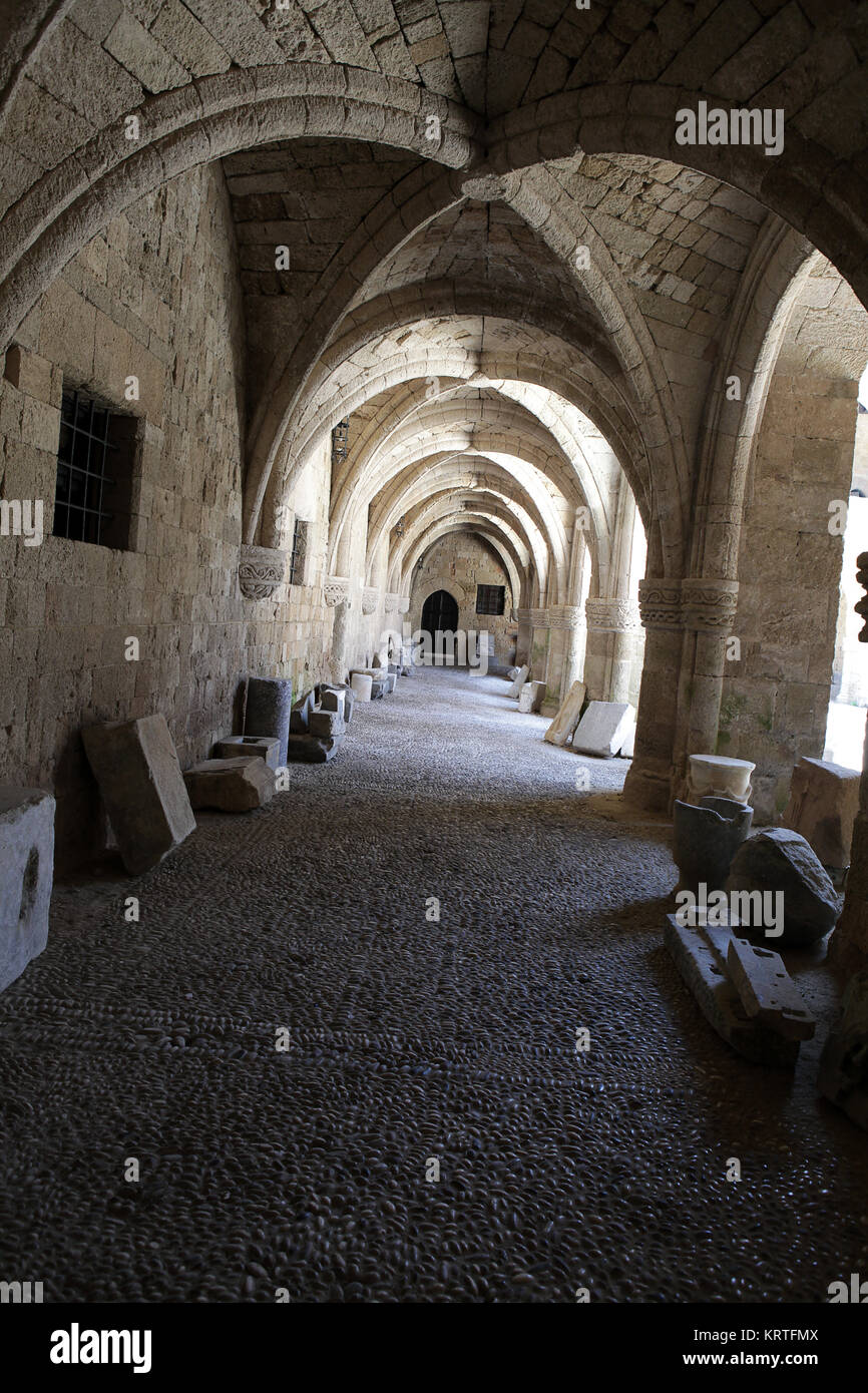 Rhodes - the medieval building of the Hospital of the Knights.At ...