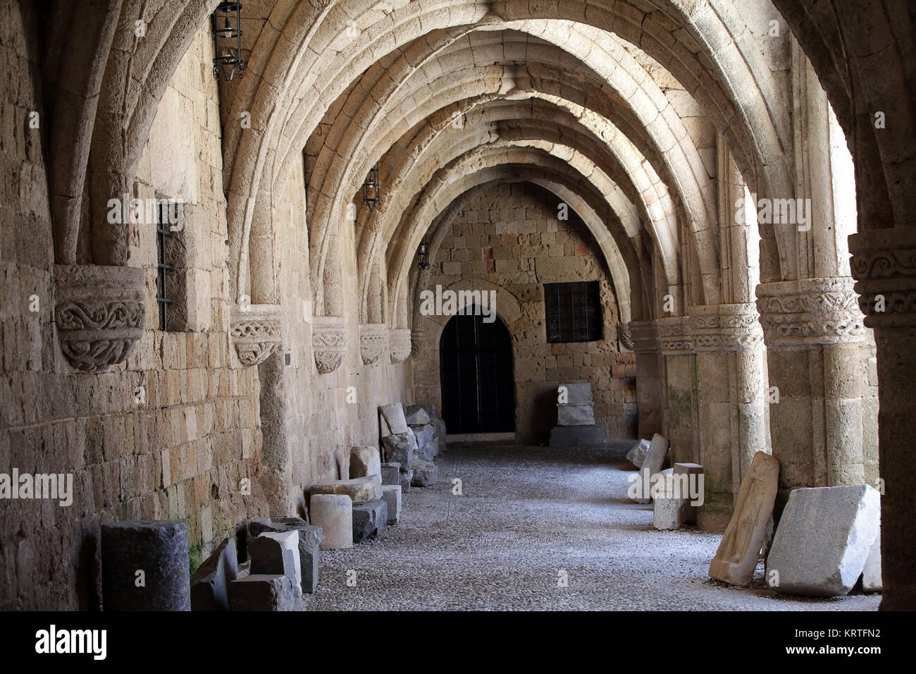 Rhodes - the medieval building of the Hospital of the Knights.At ...