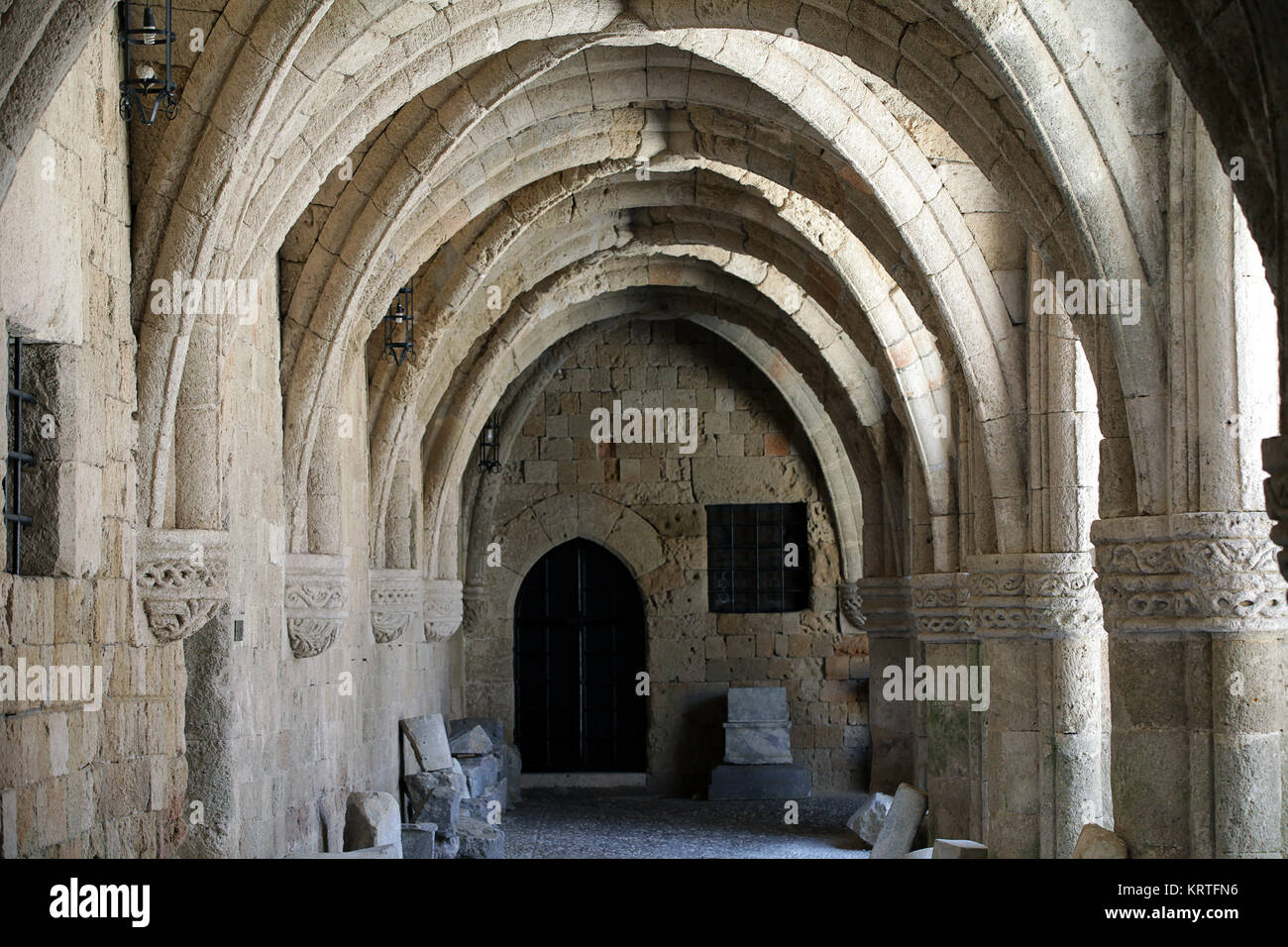 Rhodes - the medieval building of the Hospital of the Knights.At ...