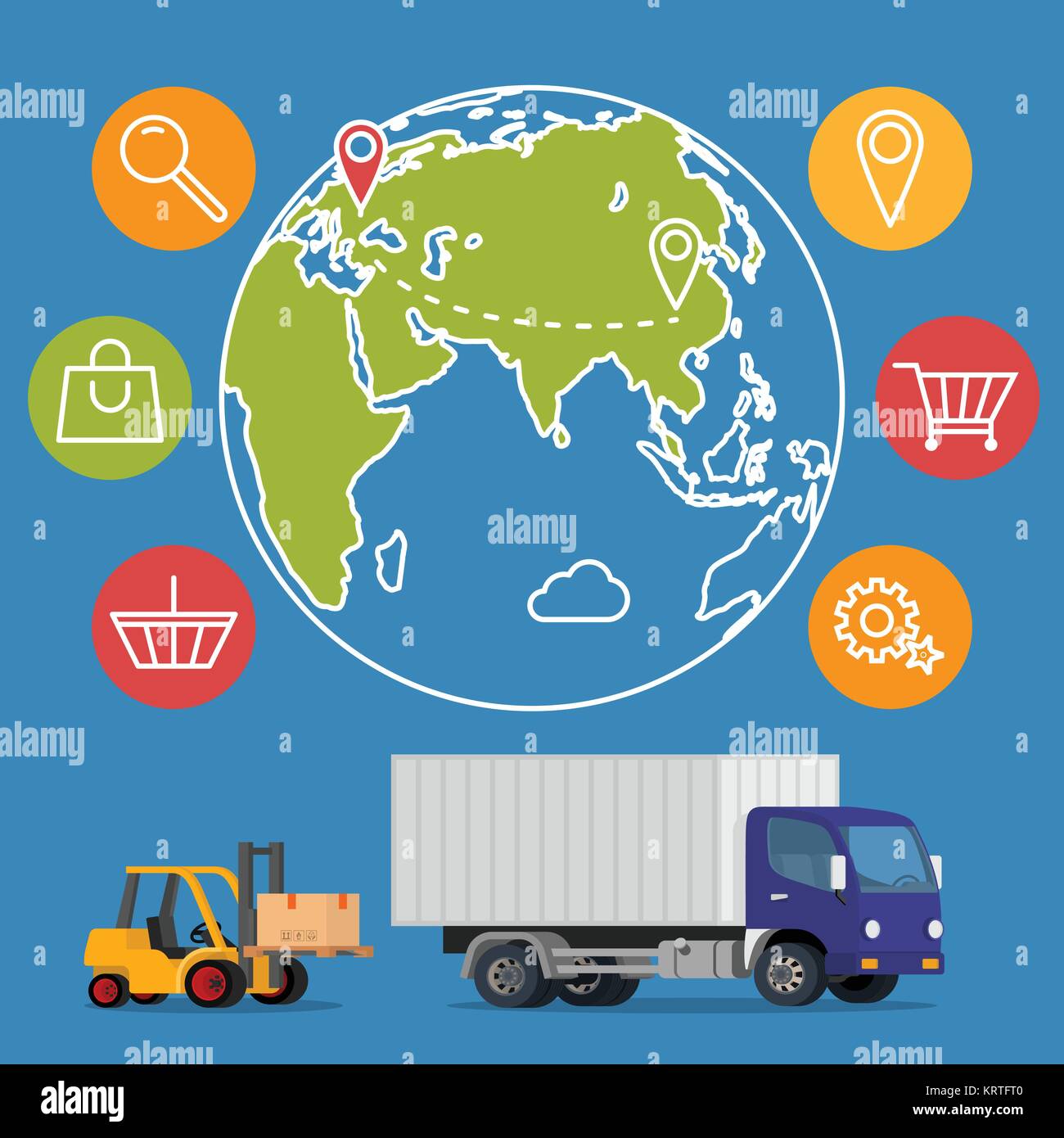 Vector delivery service concept background. Logistics in business and ...