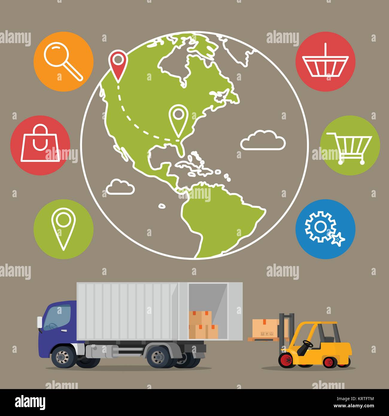 Vector delivery service concept background. Logistics in business and ...