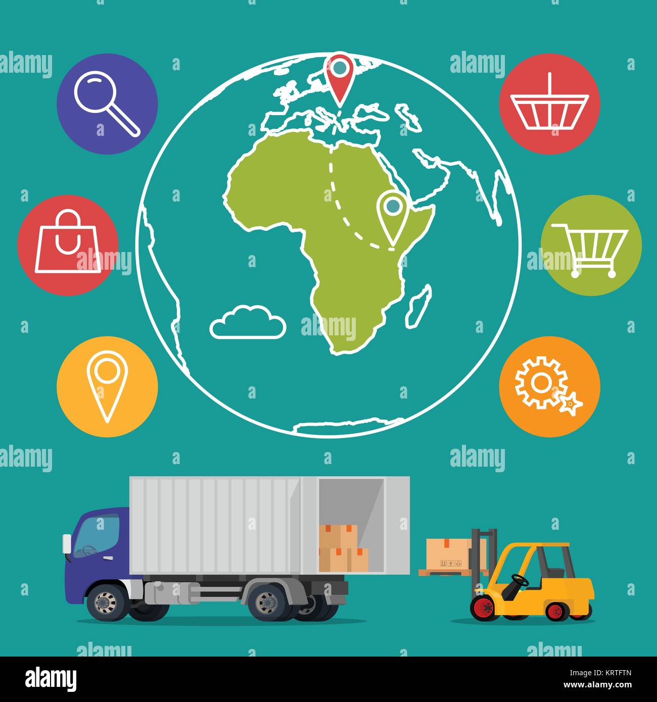 Vector delivery service concept background. Logistics in business and ...