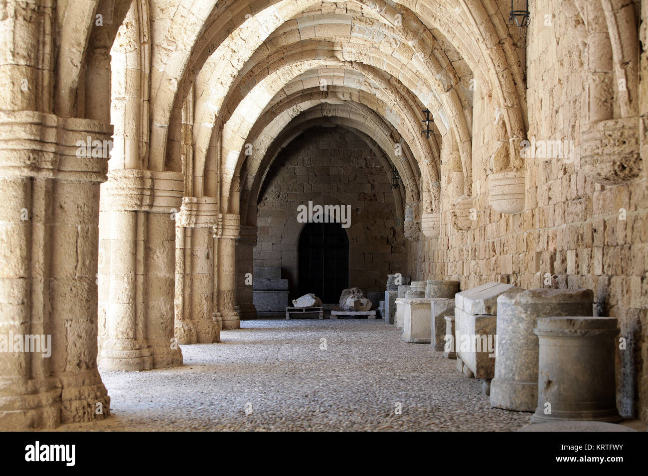 Rhodes - the medieval building of the Hospital of the Knights.At ...