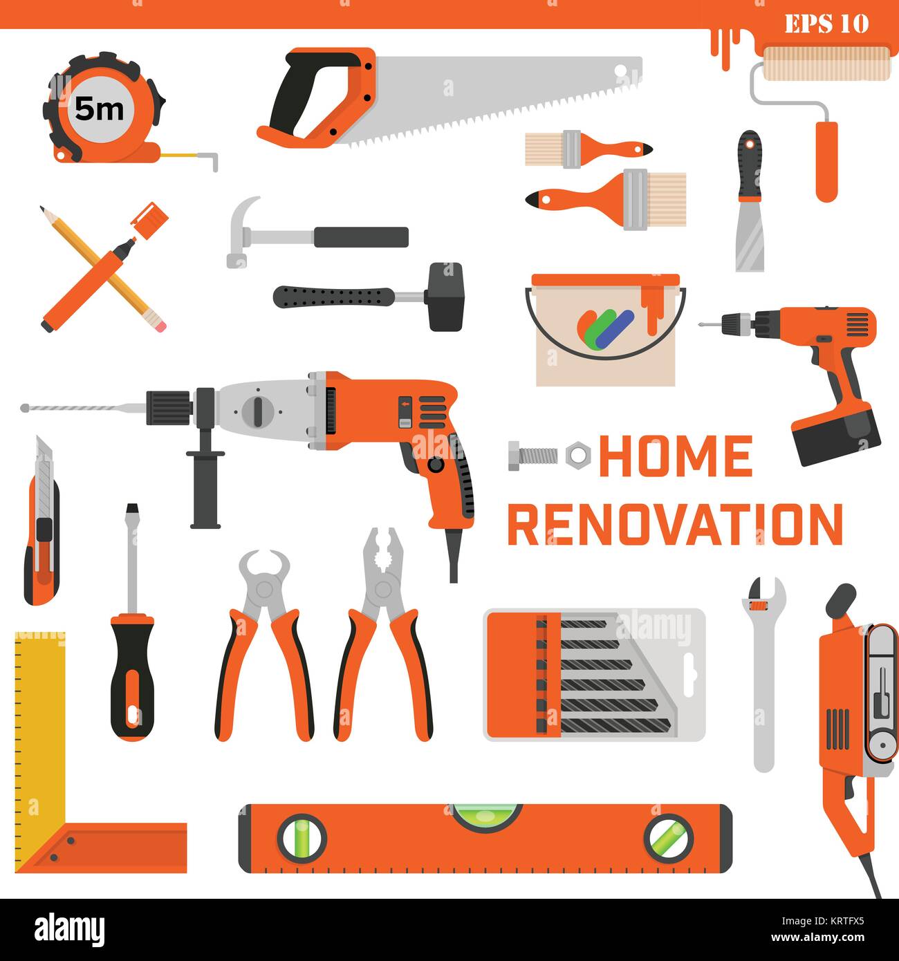 Set of construction tools on a white background. Vector concept - Home ...