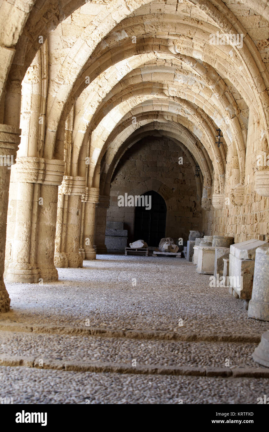 Rhodes - the medieval building of the Hospital of the Knights.At ...