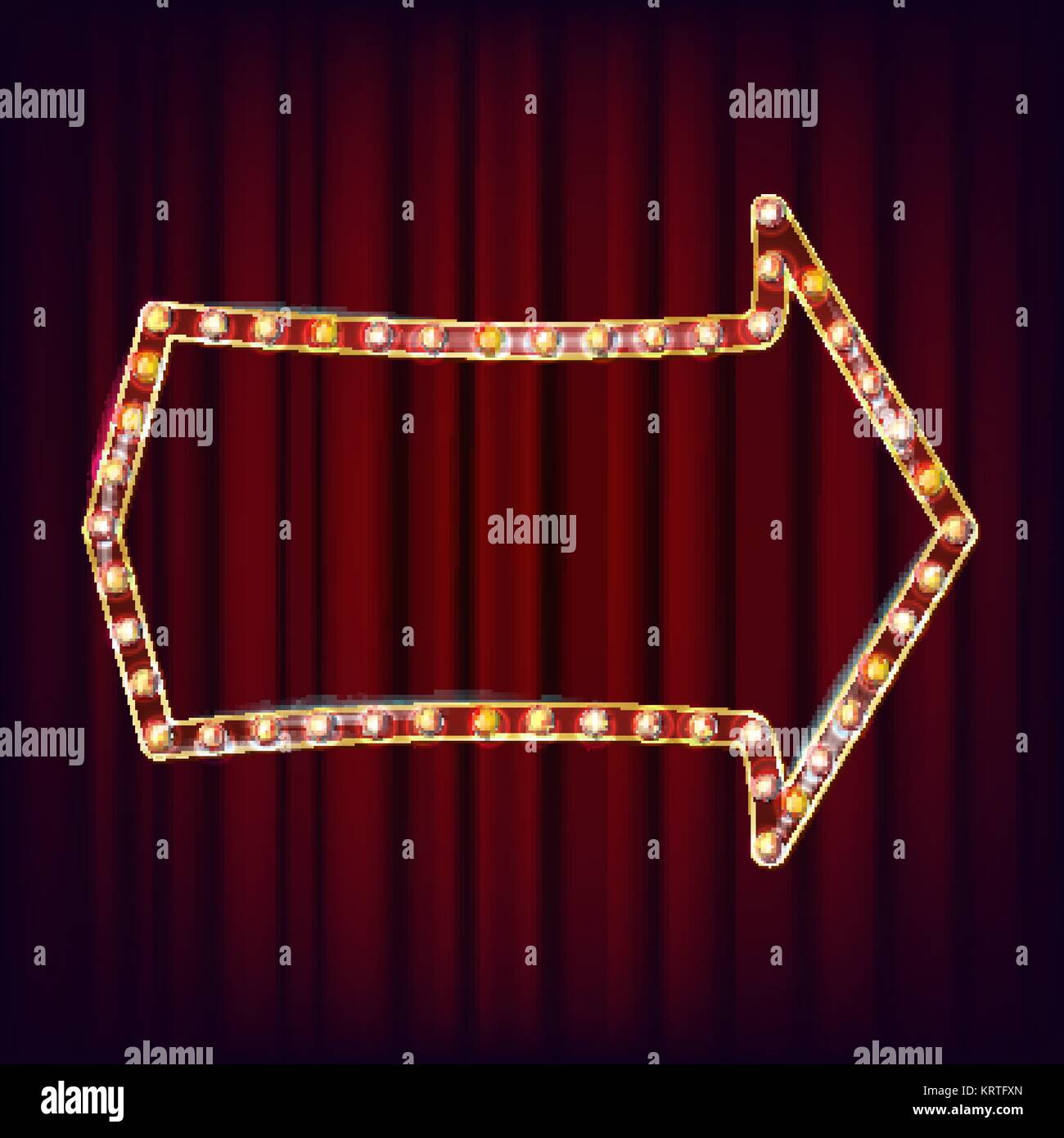 Retro Billboard Vector. Realistic Shine Lamp Frame. 3D Electric Glowing ...