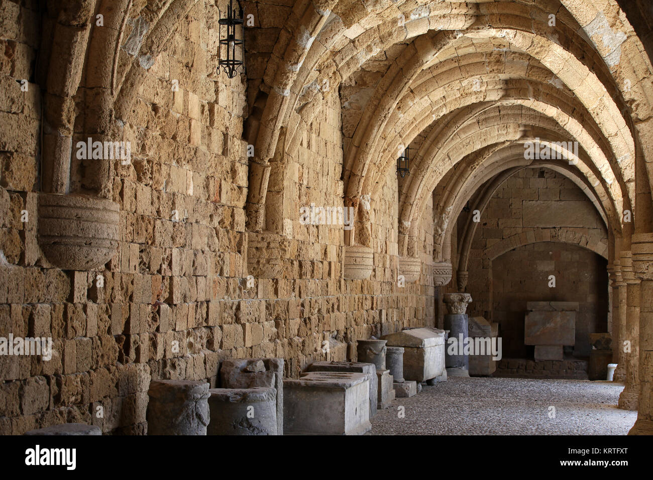 Rhodes - the medieval building of the Hospital of the Knights.At ...