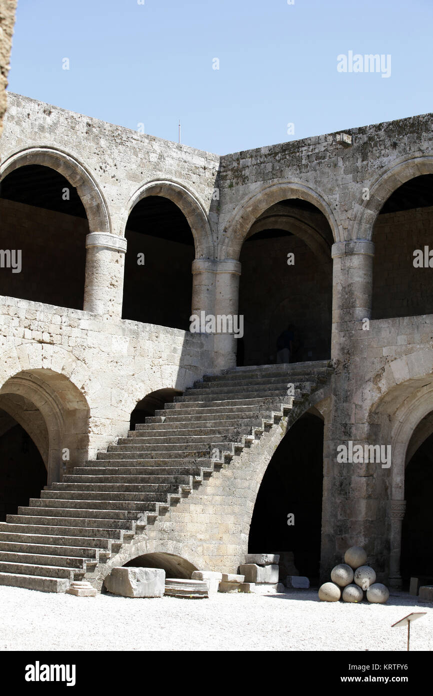 Rhodes - the medieval building of the Hospital of the Knights.At ...