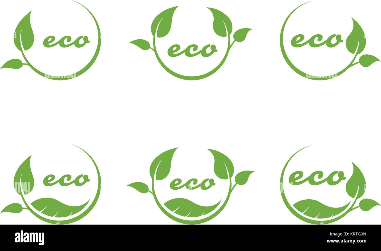 eco or bio friendly company logo, green leaves on white background ...