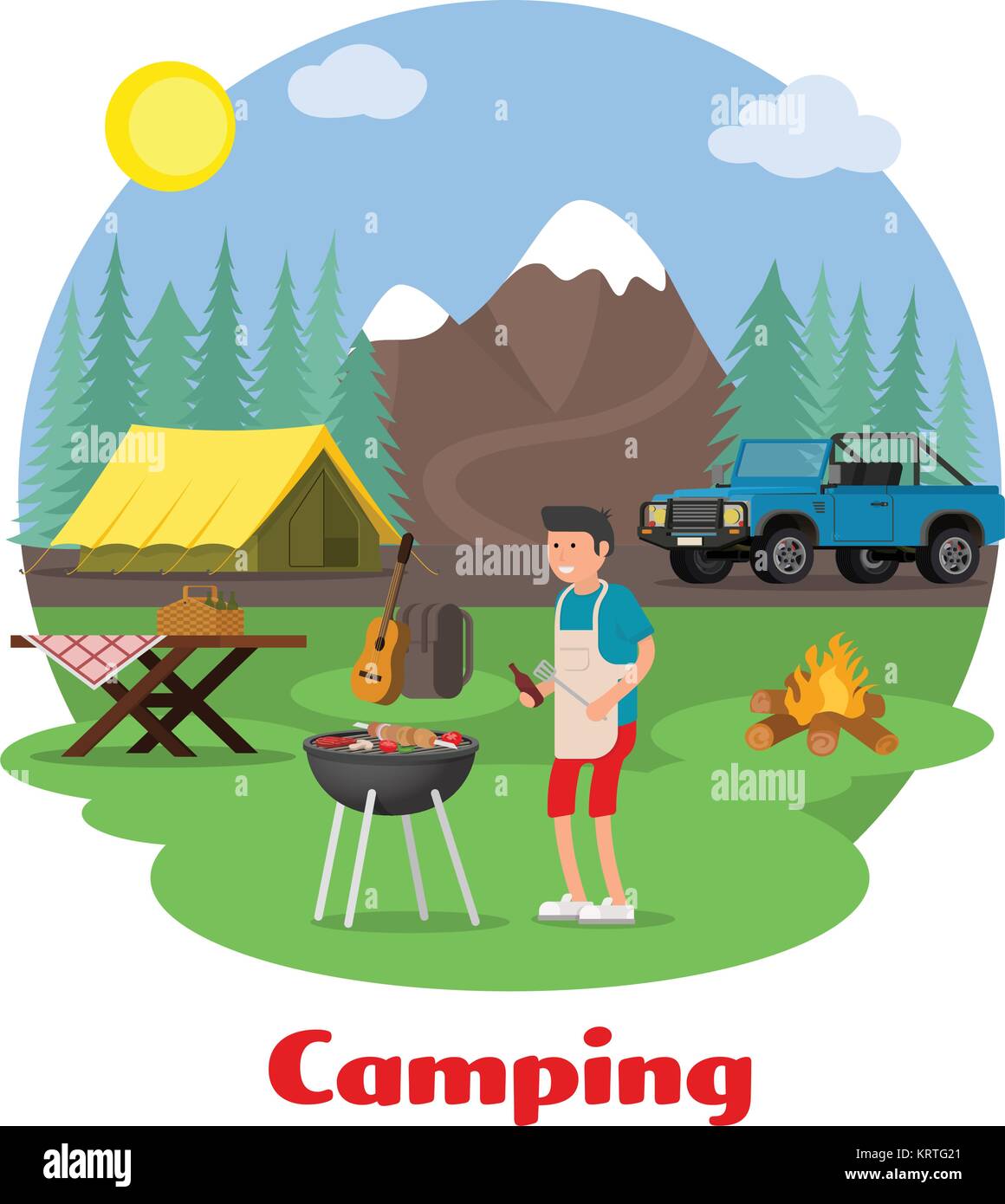 Cooking campfire travel tourism Stock Vector Images - Alamy