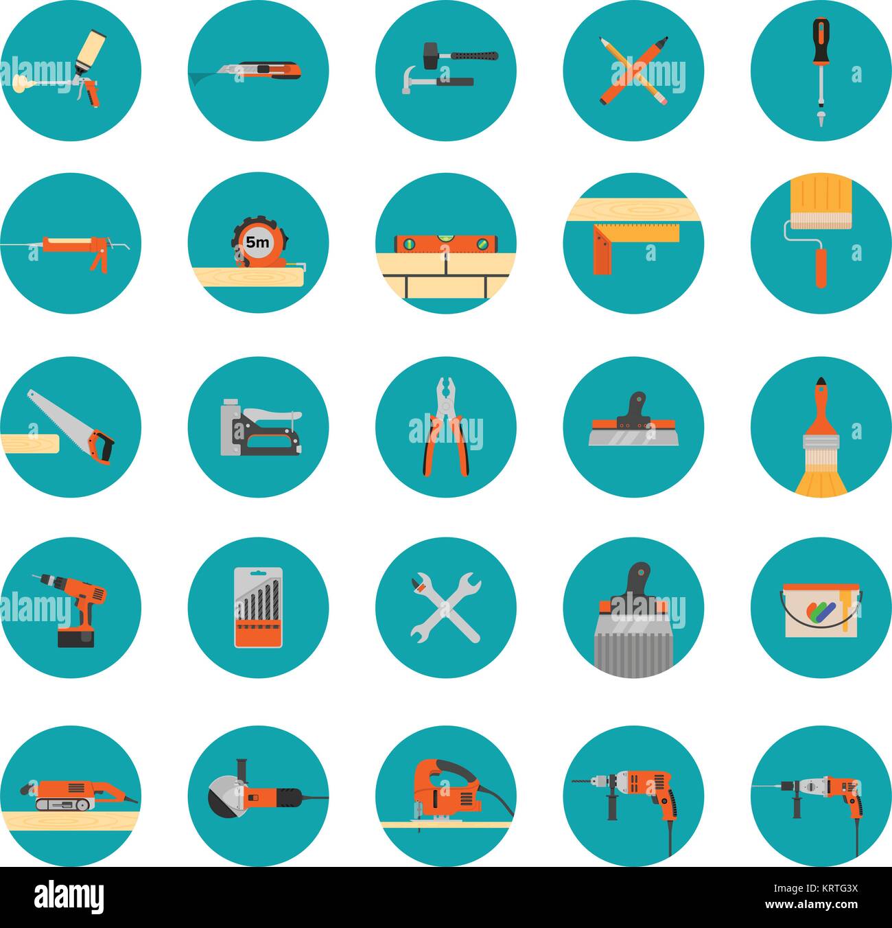 Construction tools icons set - Flat style vector icons Stock Vector ...