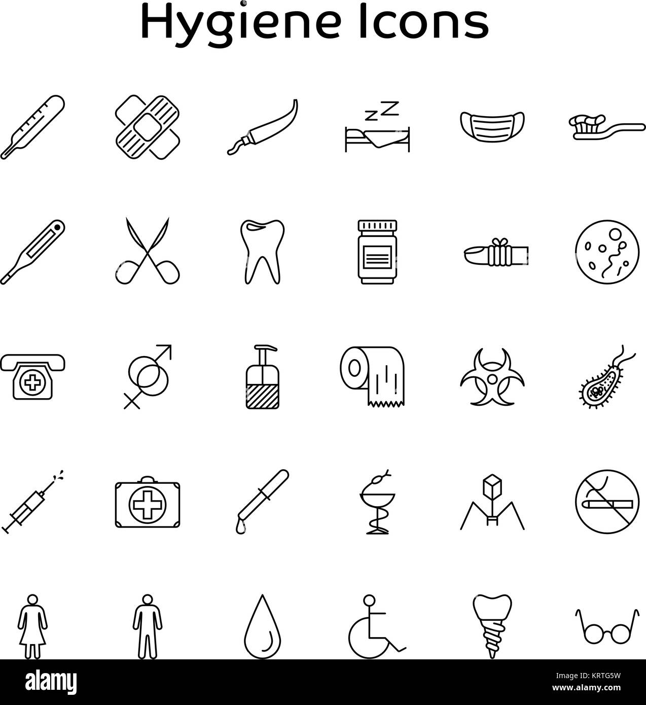 Simple Outline Set Hygiene of Vector Icons for Your Design. Vector ...