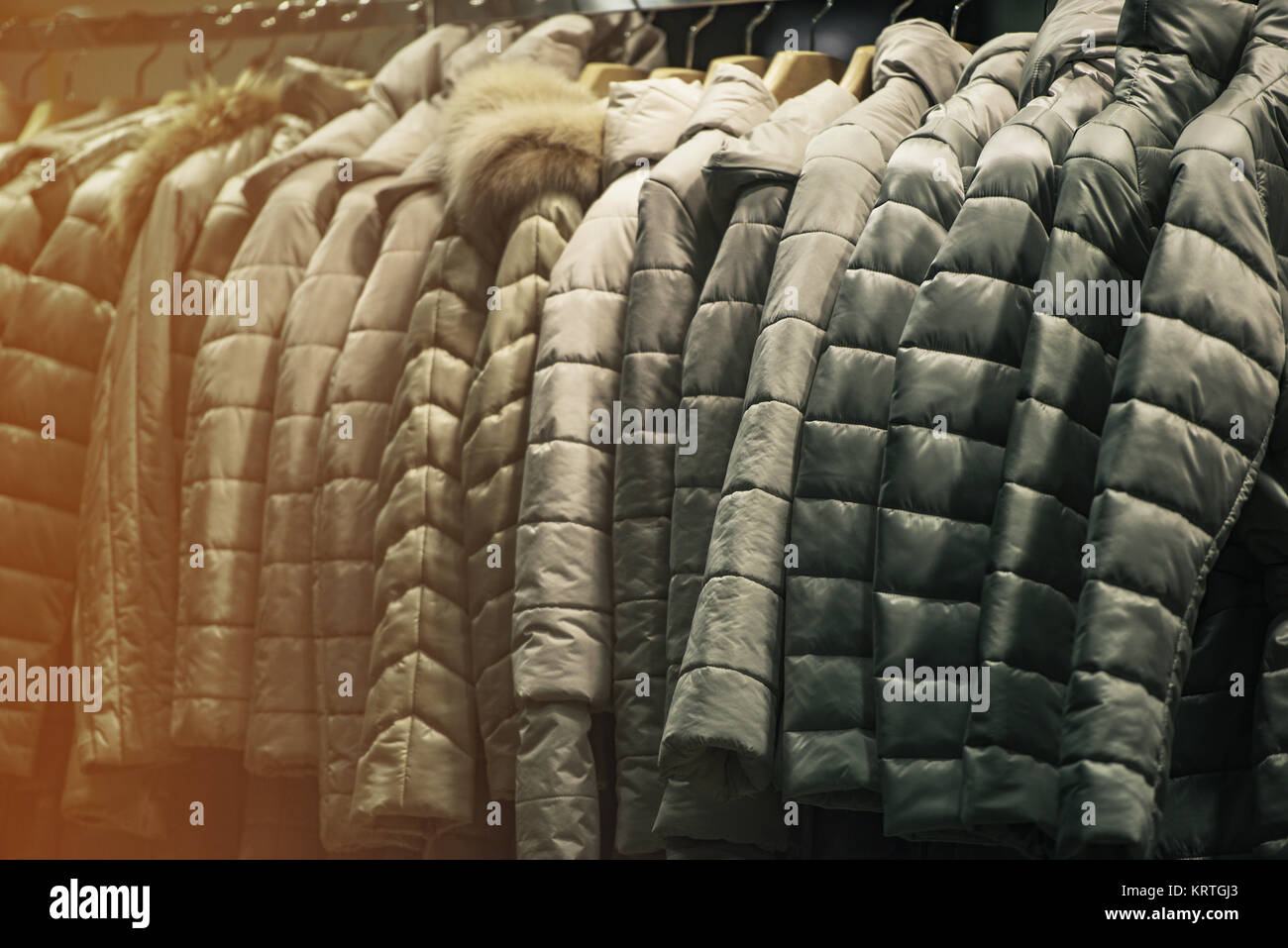 Winter clothing in a shop Stock Photo - Alamy