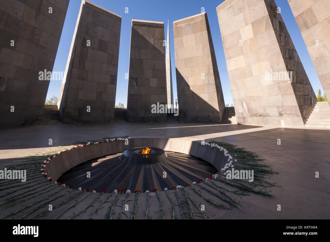 Armenian Genocide Memorial, Yerevan, October 2012: A flame burns ...