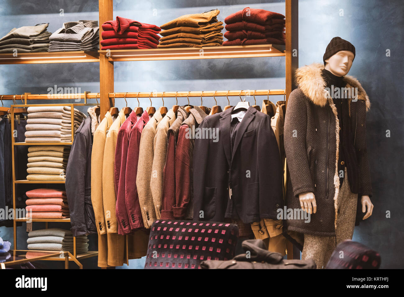 Men clothing from fall winter collection in Milan Stock Photo - Alamy