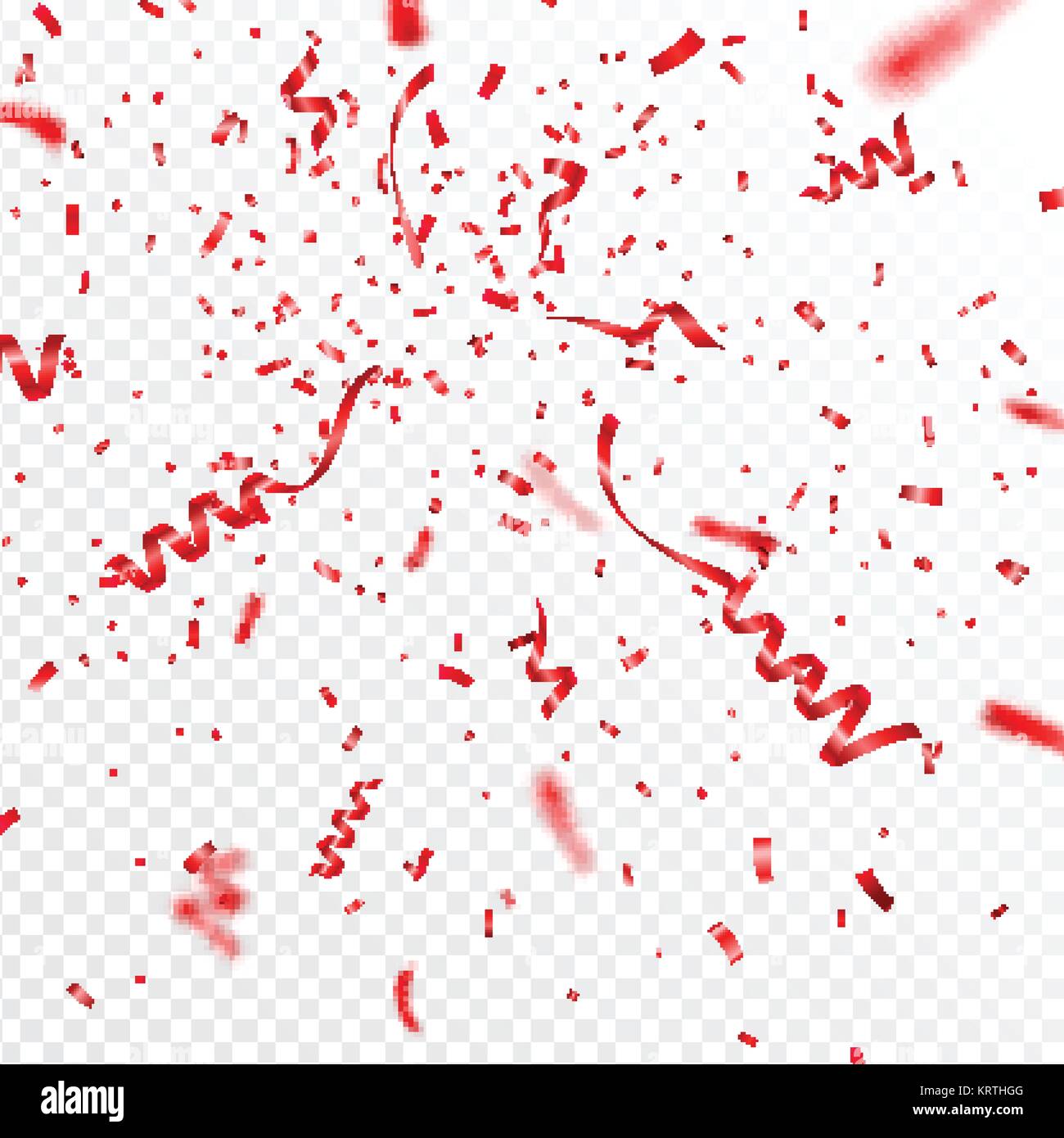 Christmas, Valentines day red confetti with ribbons on transparent ...