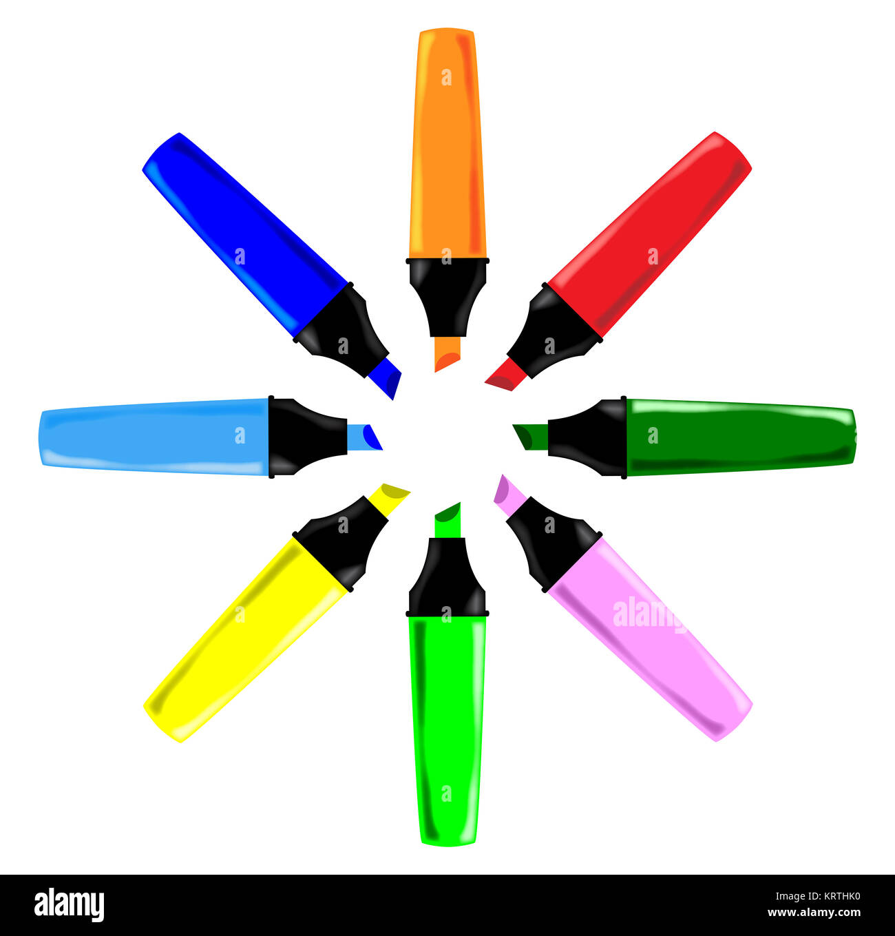 Circle of Highlighter Pens Stock Photo - Alamy