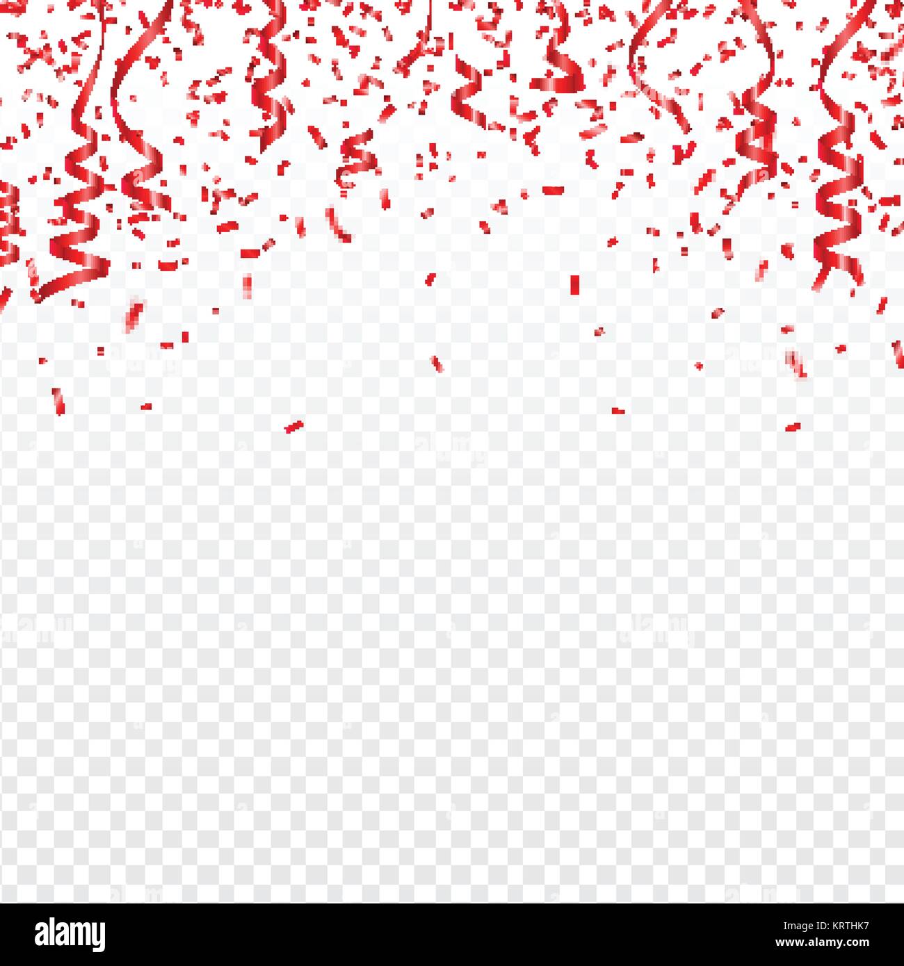 Christmas, Valentines day red confetti with ribbons on transparent ...