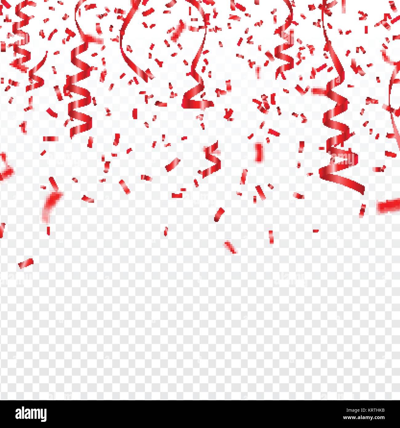 Christmas, Valentines day red confetti with ribbons on transparent ...