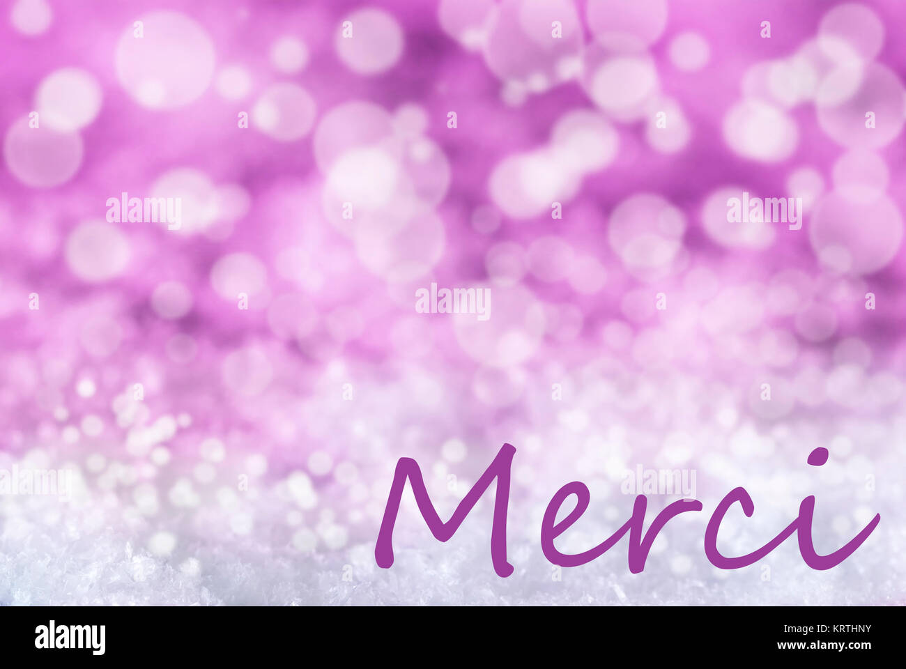French Text Merci Means Thank You. Pink Or Rose Christmas Bokeh ...