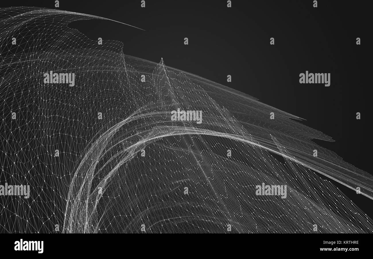 Abstract polygonal space low poly dark background, 3d rendering Stock ...