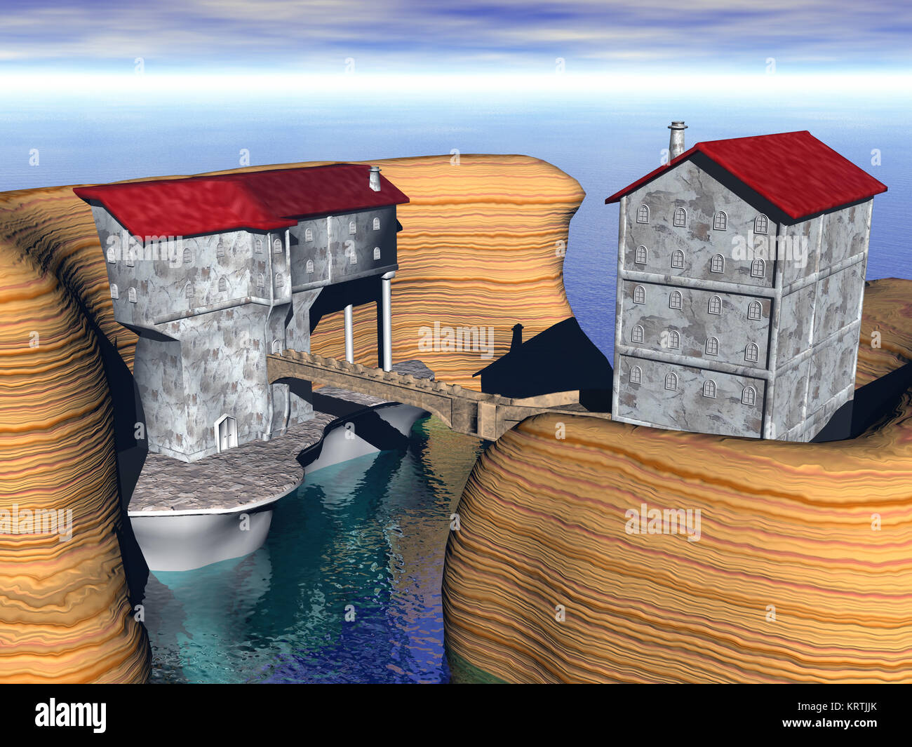 sea rocks with buildings Stock Photo - Alamy