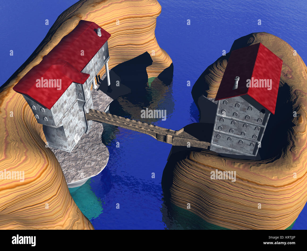 sea rocks with buildings Stock Photo - Alamy