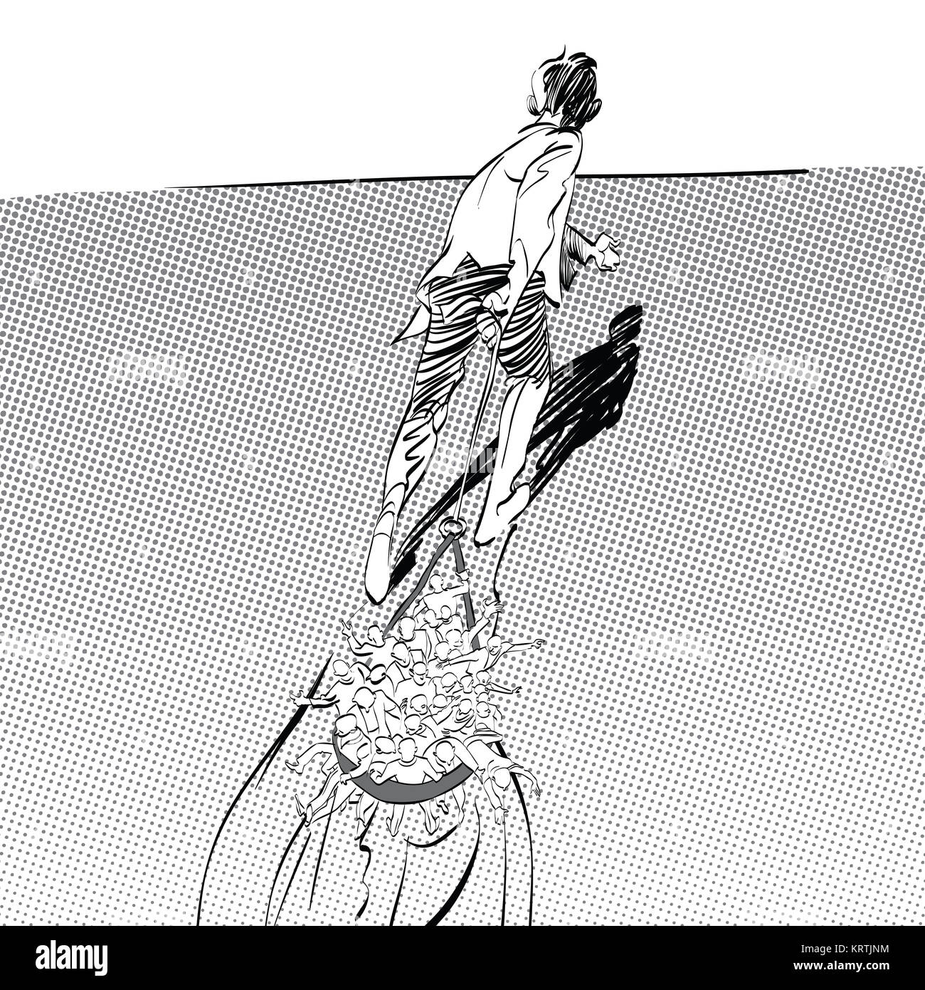 Businessman leader pulls the team Stock Photo - Alamy