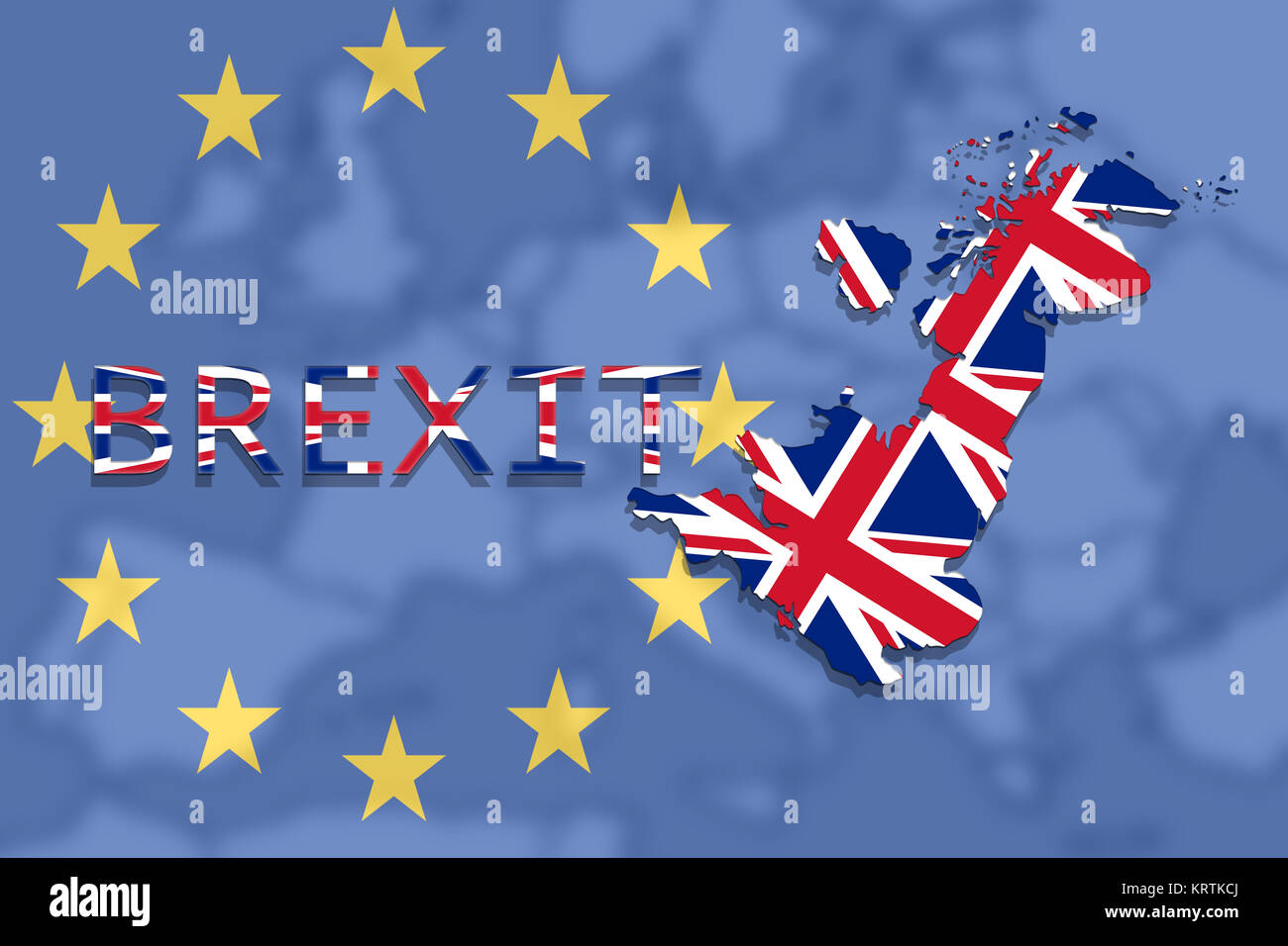 United Kingdom map with Brexit on Euro Union background Stock Photo - Alamy